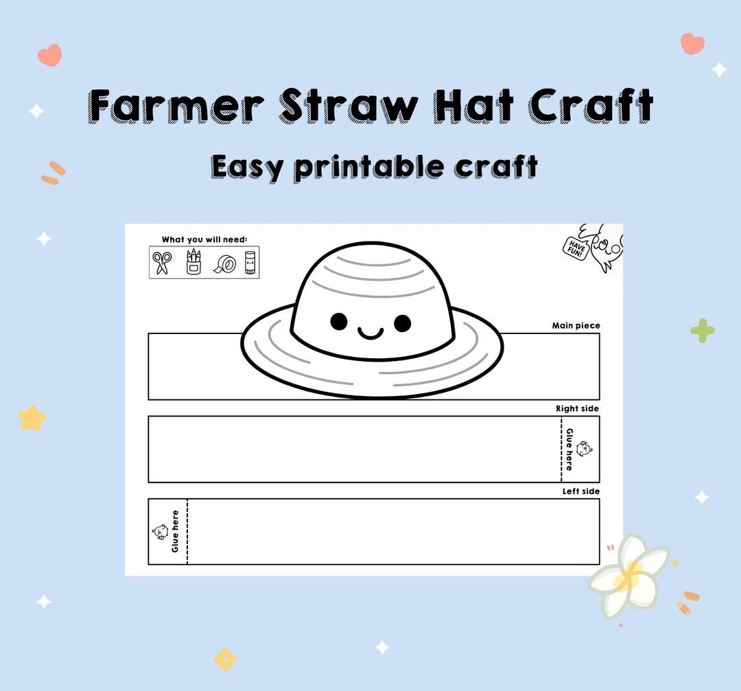 Printable Farmer Straw Hat Craft – Color, Cut & Wear DIY Paper Hat ...