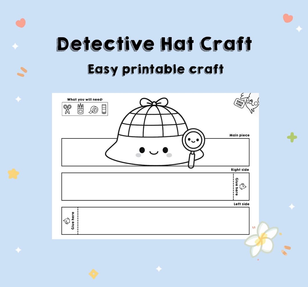 Printable Detective Hat Craft – Color, Cut & Wear DIY Paper Hat | Kids ...