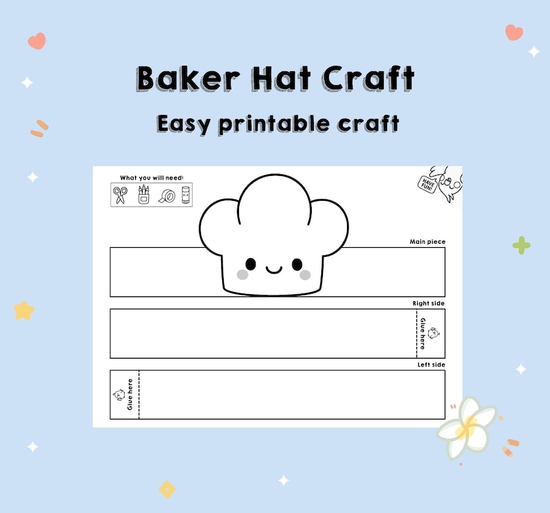 Printable Baker Hat Craft – Color, Cut & Wear DIY Paper Hat | Kids ...