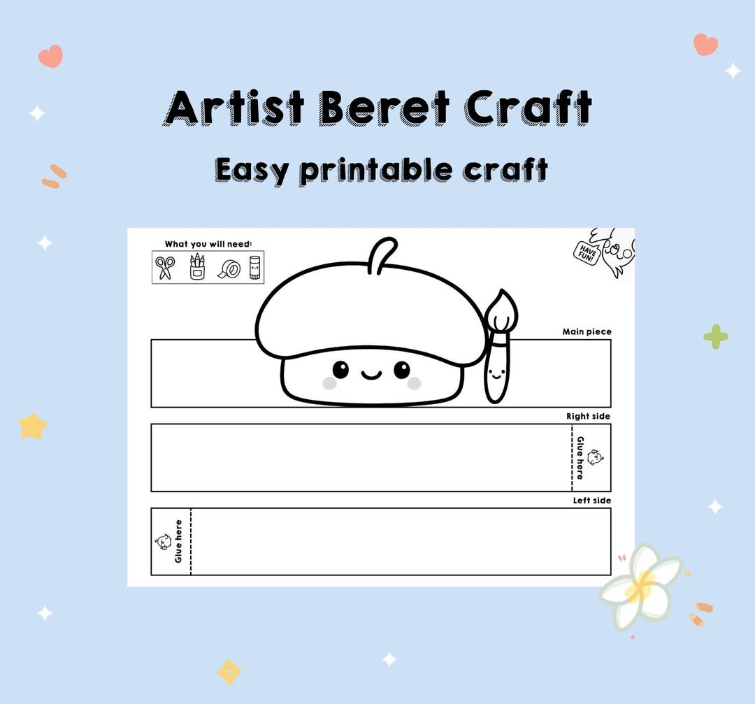 Printable Artist Beret Craft – Color, Cut & Wear DIY Paper Hat | Kids ...