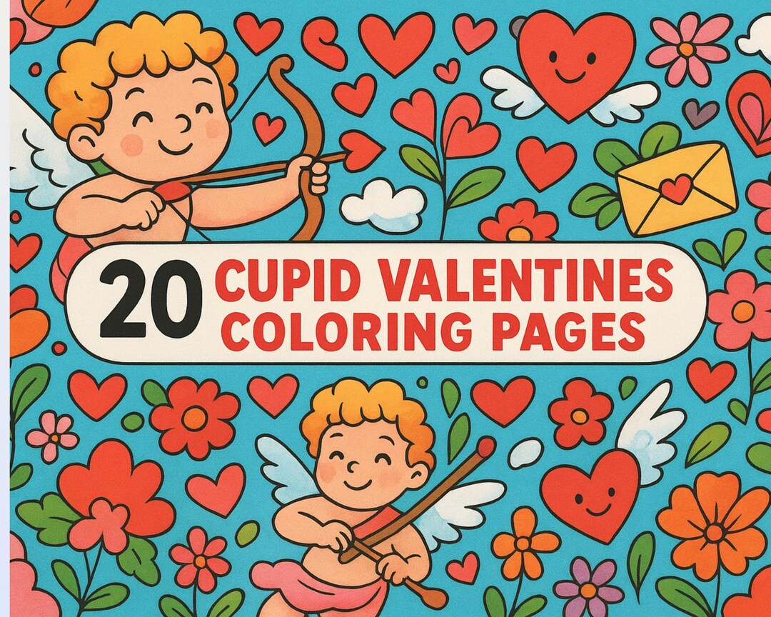 Cupid Valentines Coloring Pages A4 Printable | Romantic Valentine ...