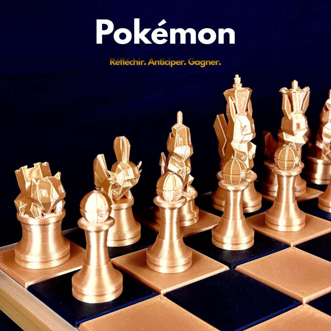 Golden Pokémon Chess Pieces – Original 3D Printed Chess Set – Geek and ...