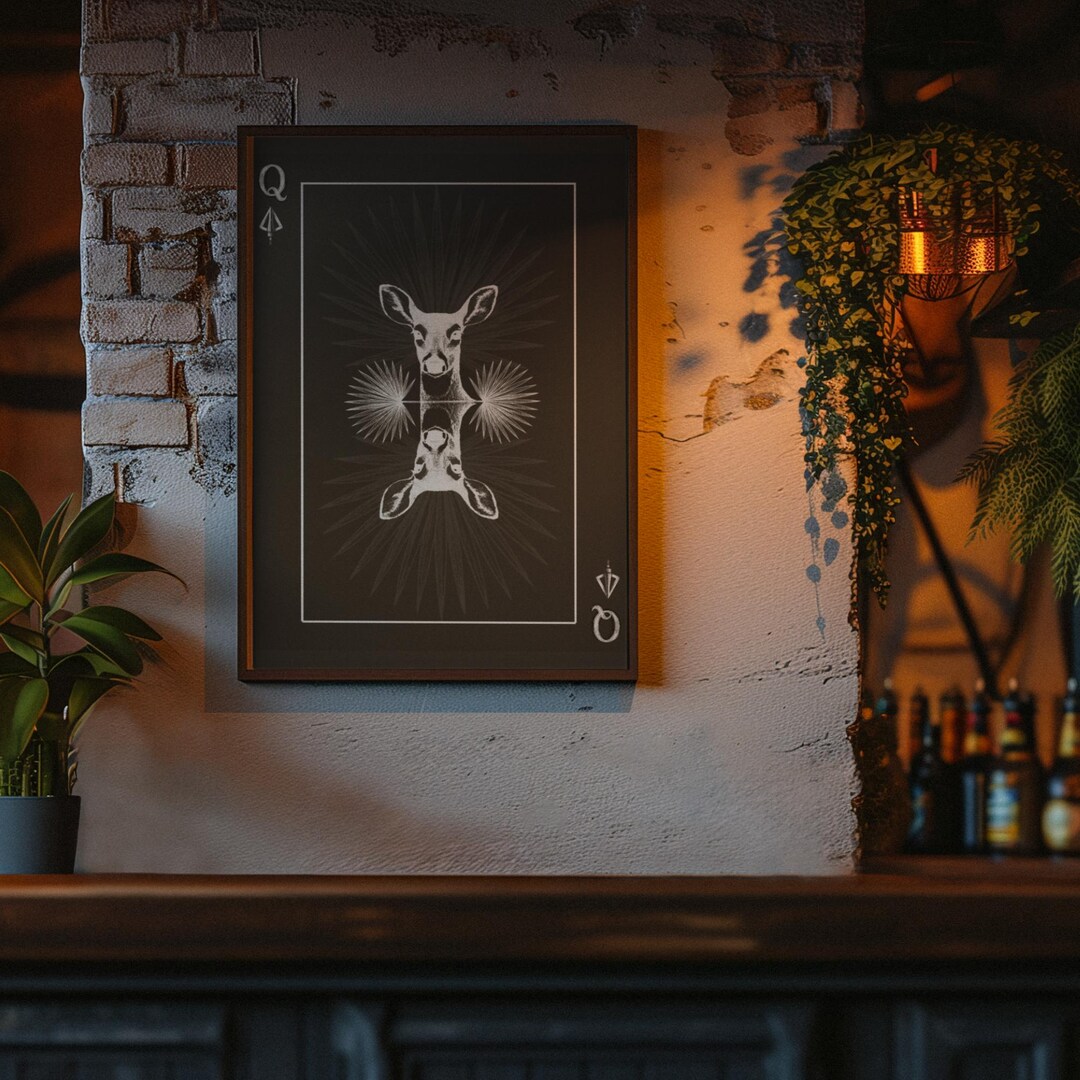 Queen Doe Playing Card Poster – Whitetail Deer Wall Art – Rustic ...