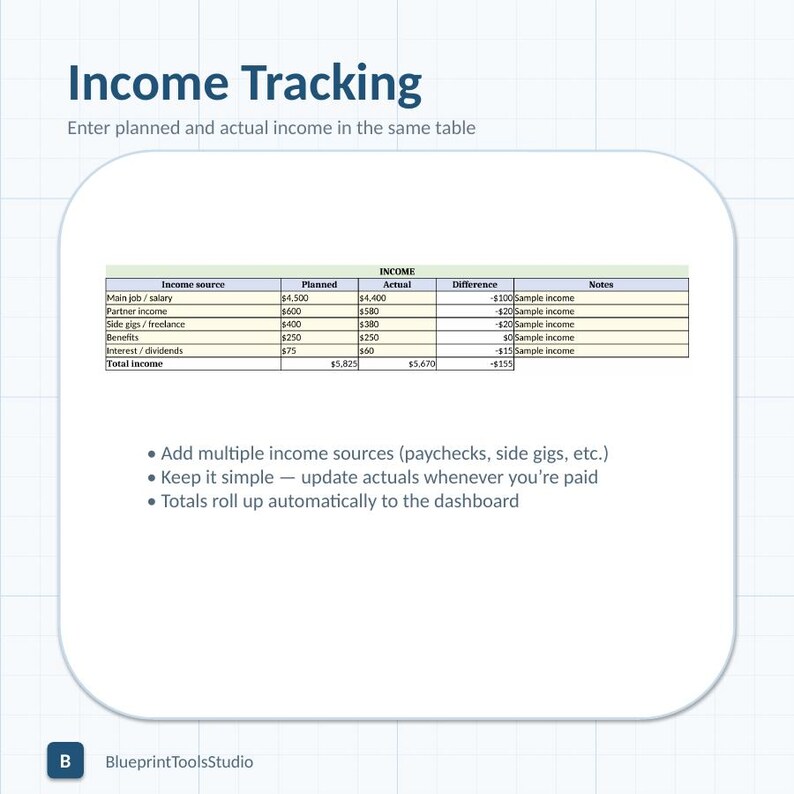 Monthly Budget Spreadsheet (excel) | Planned Vs Actual Budget Planner ...