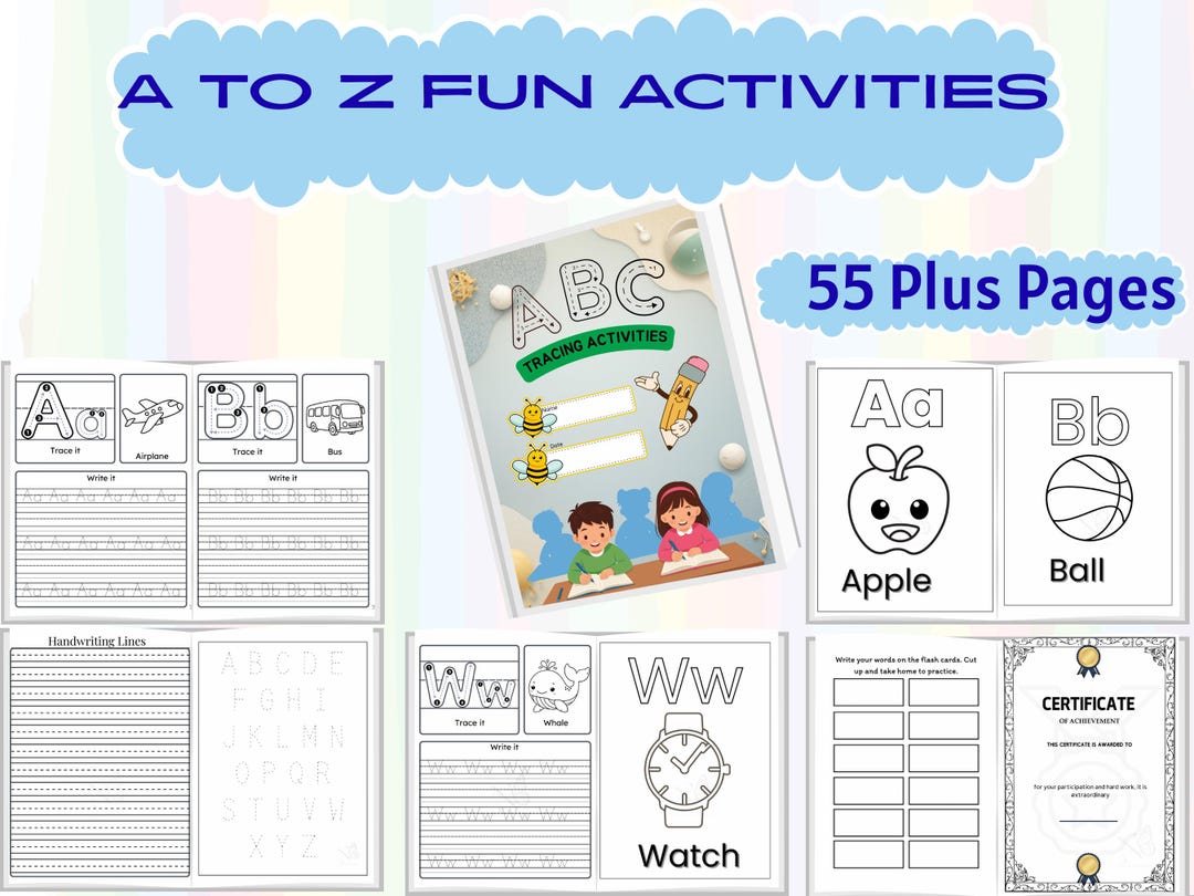 A to Z Alphabet Tracing & Coloring Worksheets | 55+ Pages Printable ...