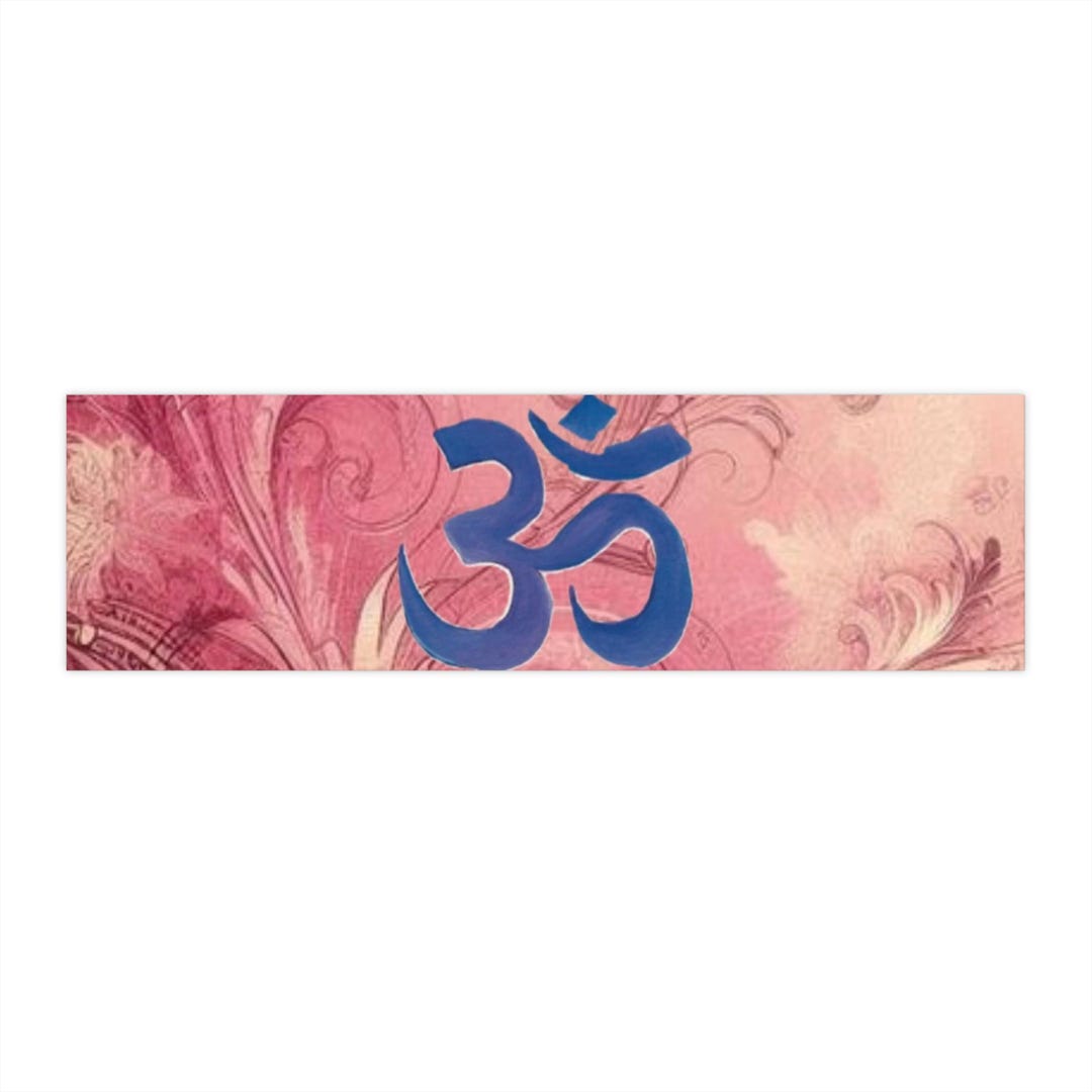Blue Om Symbol Bumper Sticker | Floral Pink Background, Spiritual Decal ...