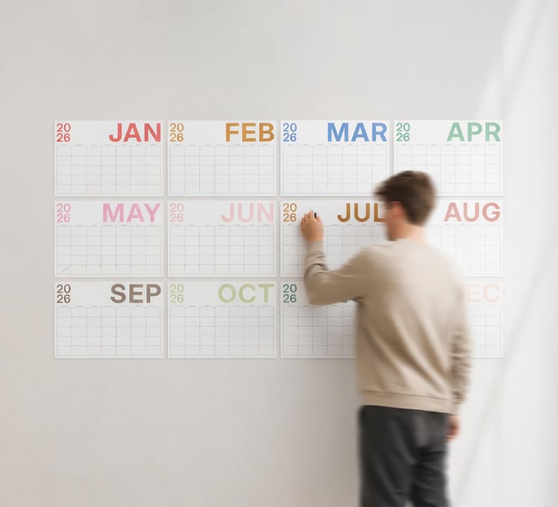 2026 Minimalist Wall Calendar | Large Print, A3 A4 Letter (printable ...