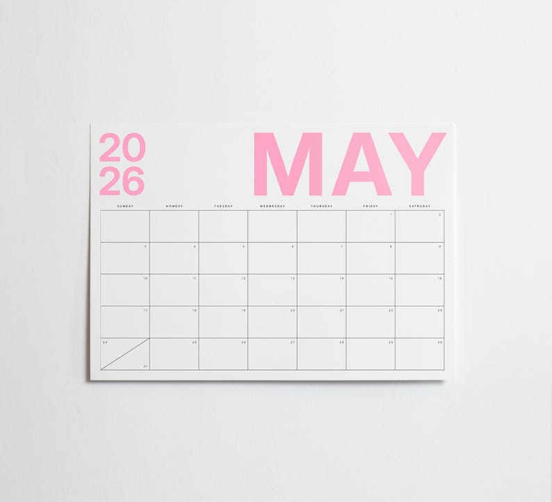 2026 Minimalist Wall Calendar | Large Print, A3 A4 Letter (printable ...