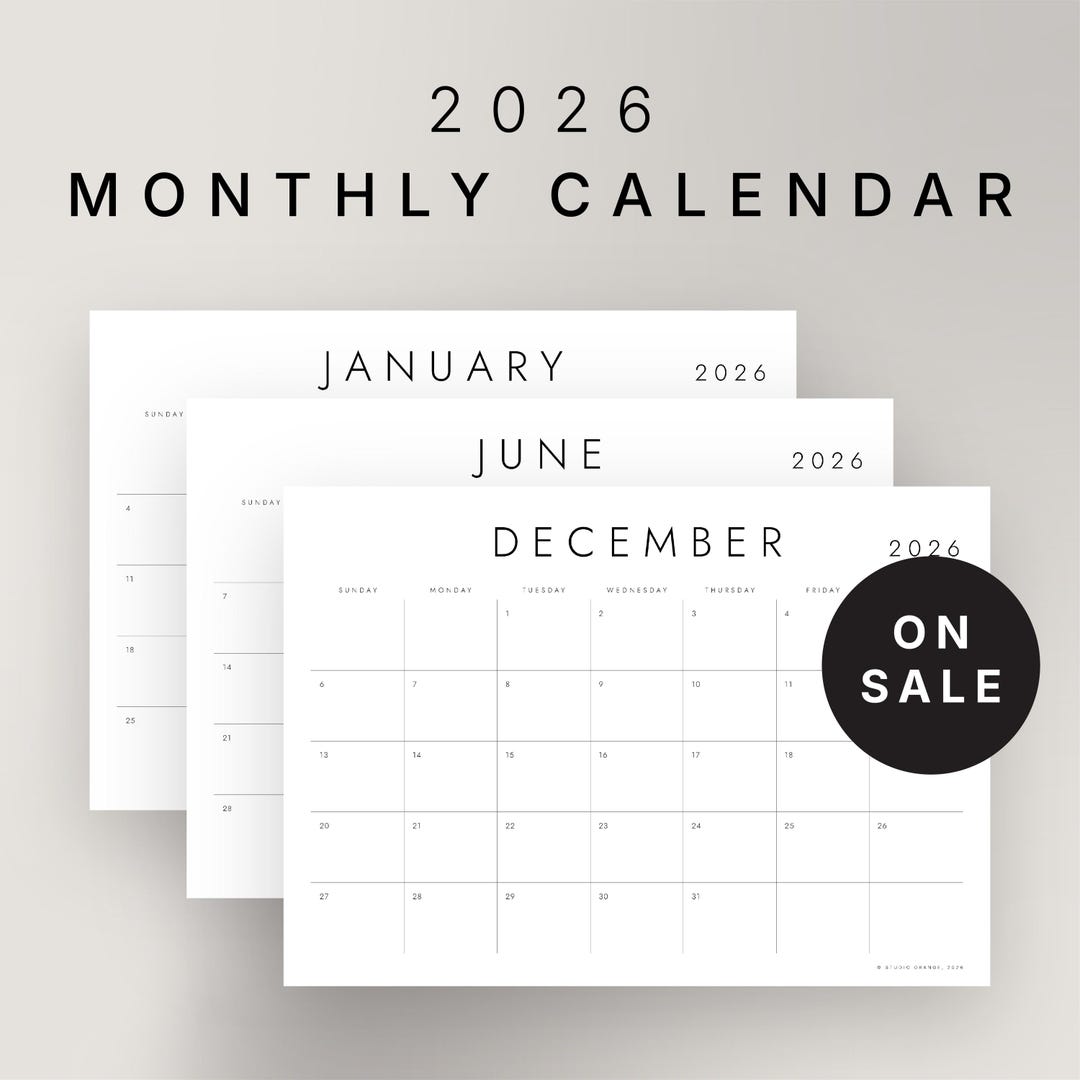 2026 Monthly Calendar | 2026 Monthly Planner A4–A5 & US Letter ...