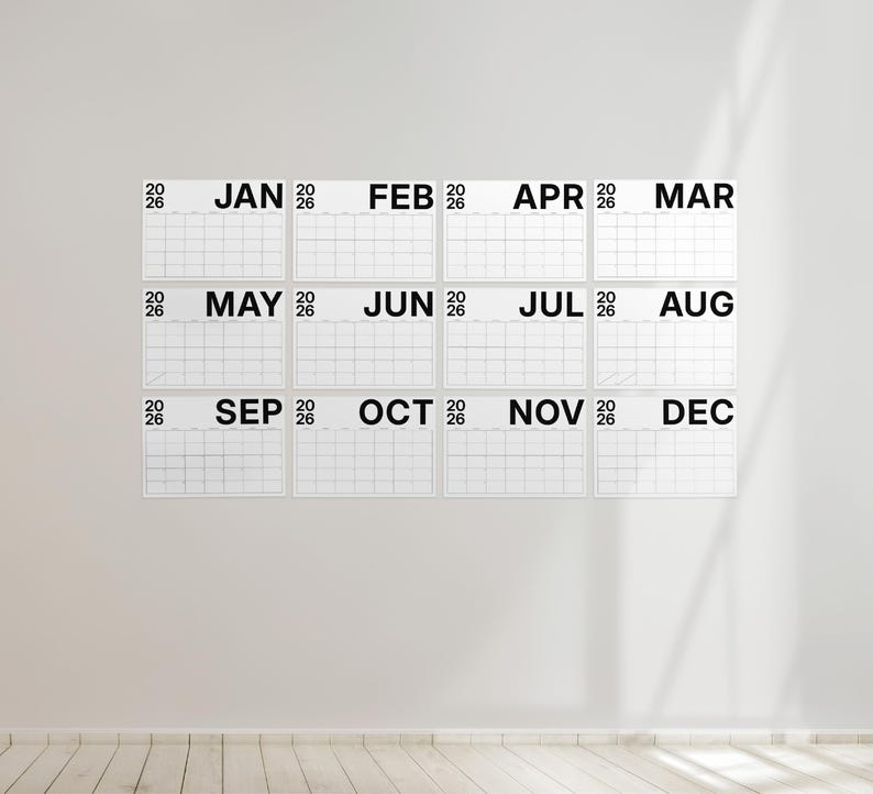 2026 Minimalist Wall Calendar | Large Print, A3 A4 Letter (PDF Download ...