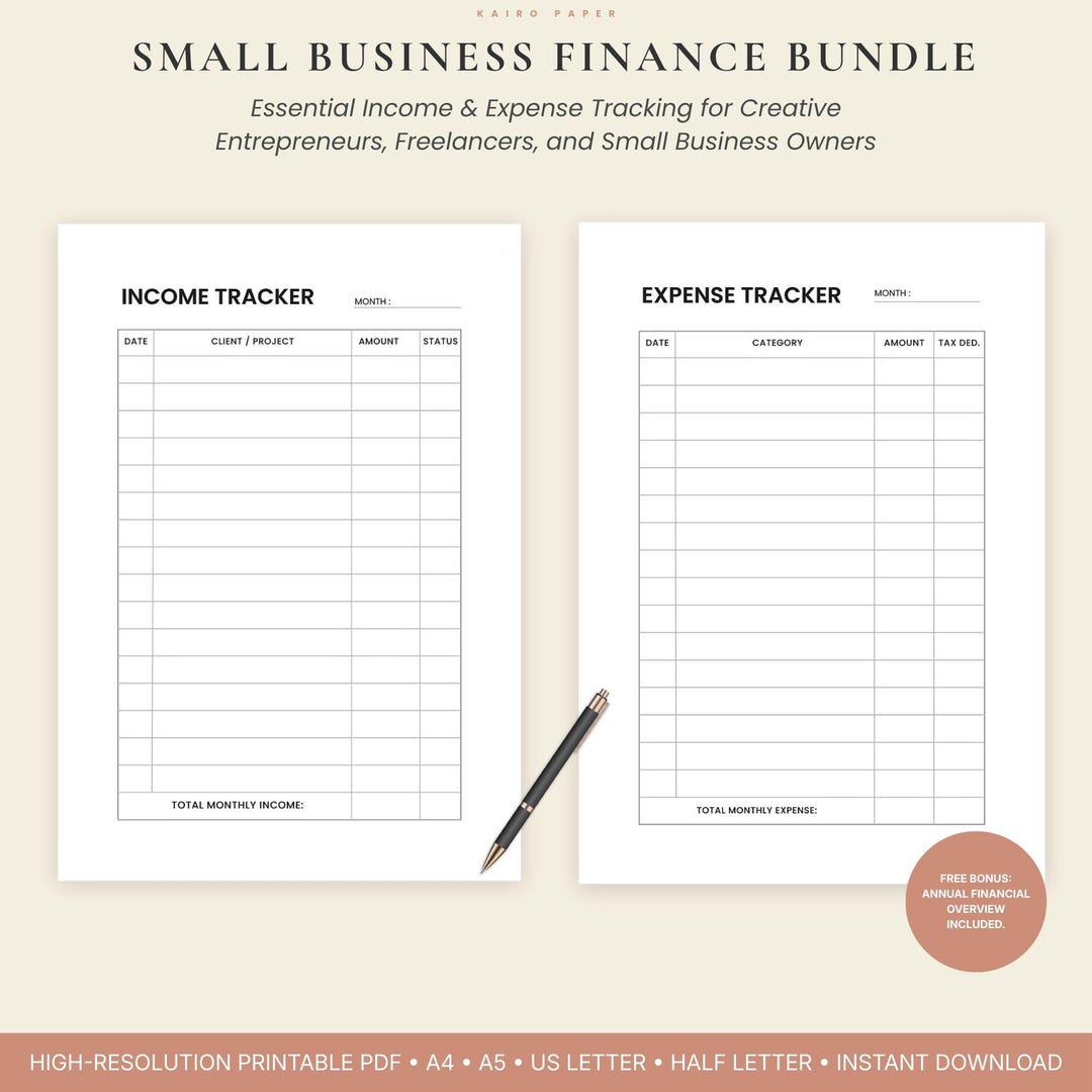Small Business Income Expense Tracker, Finance Planning (digital ...