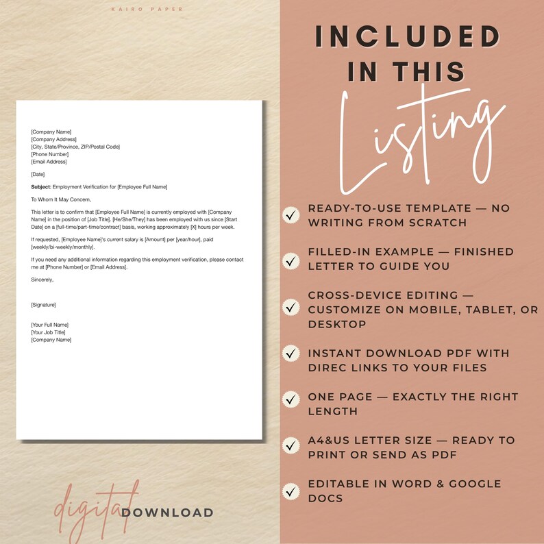 Employment Verification Letter Template | Proof of Employment ...