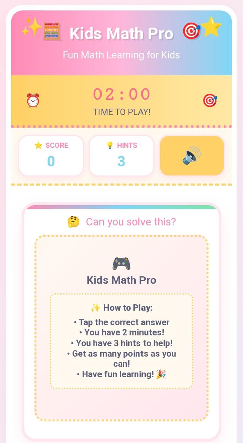 Kids Math Pro | Digital Math Game for Children | HTML5 Educational Game ...