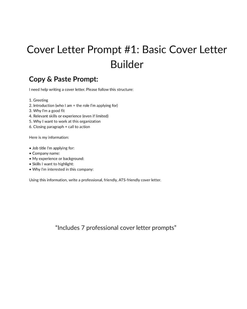 AI Cover Letter Prompt Pack | Chatgpt Prompts | Student Job Tools ...