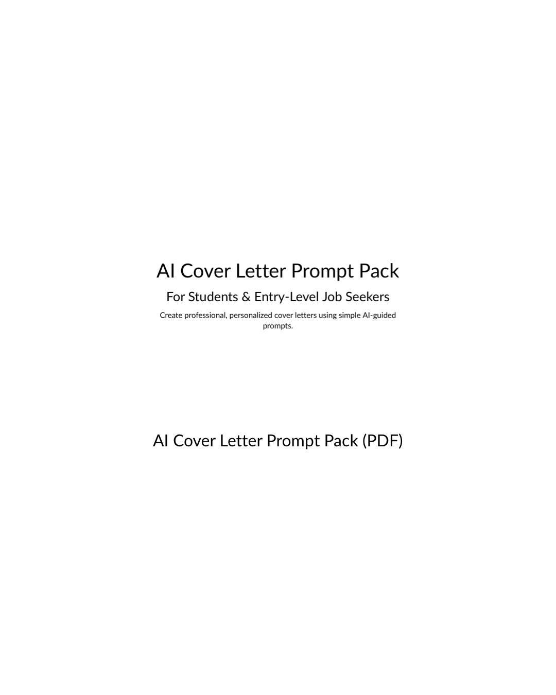 AI Cover Letter Prompt Pack | Chatgpt Prompts | Student Job Tools ...