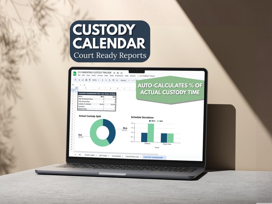 Co-parenting Custody Tracker | Google Sheets | Court Evidence Log ...