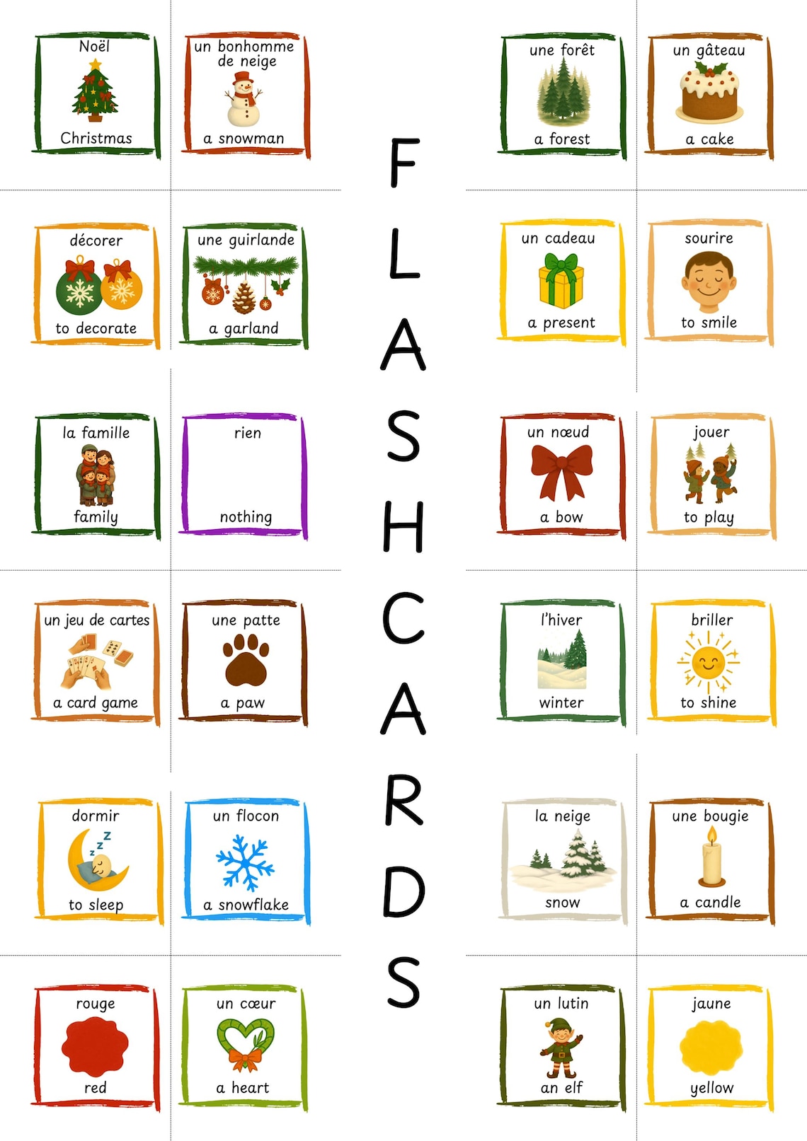 Bilingual Flashcards | French-english Vocabulary Cards | 40 Printable ...