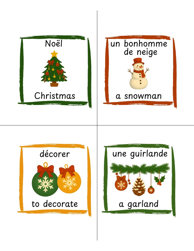 Bilingual Flashcards | French-english Vocabulary Cards | 40 Printable ...