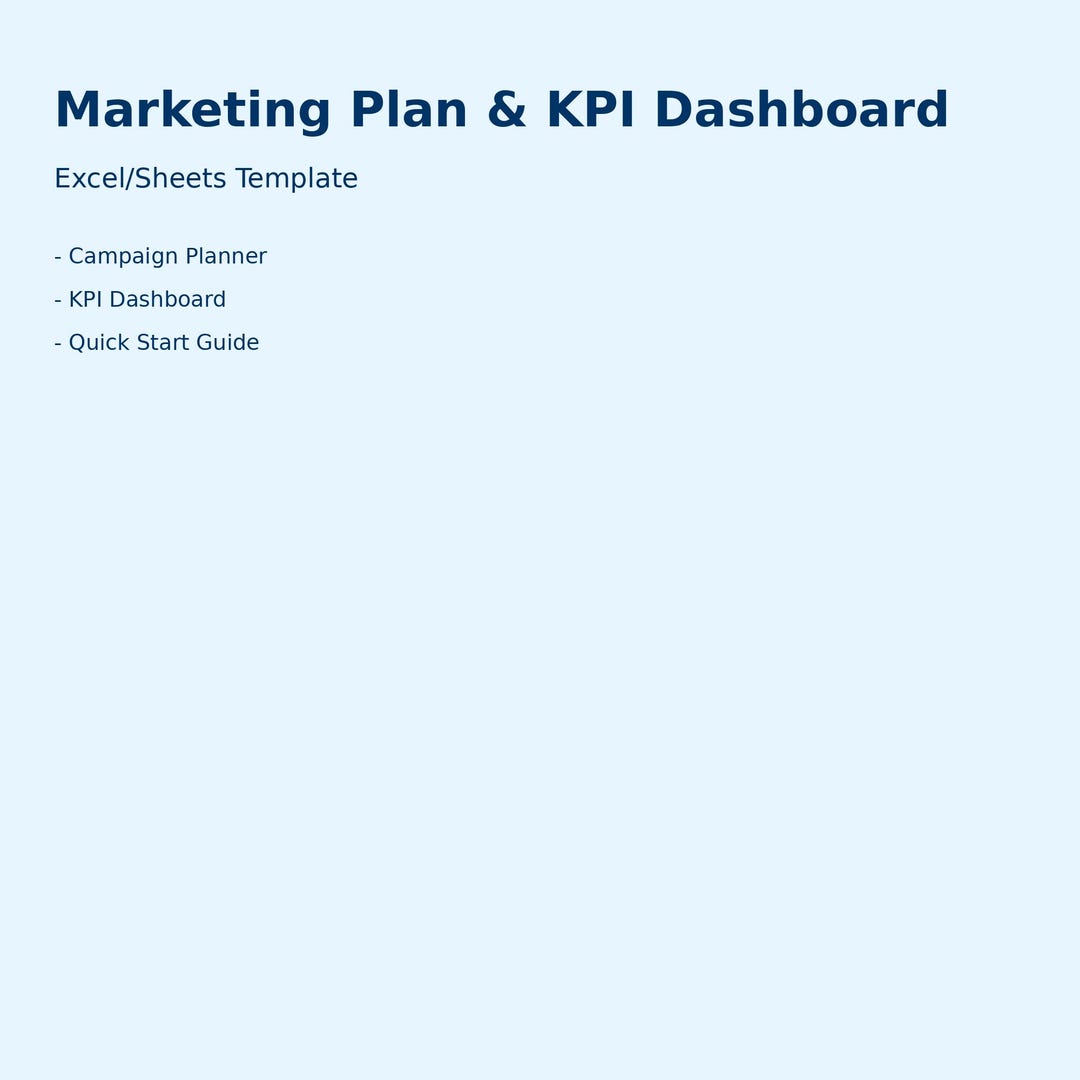 Marketing Plan & KPI Dashboard Template (excel and Google Sheets) - Etsy