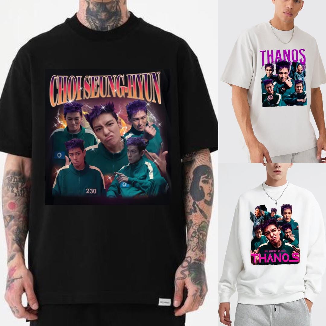 Thanos Choi Seung-hyun Shirt, Choi Su-bong Squid Shirt, Big Bang K-pop ...