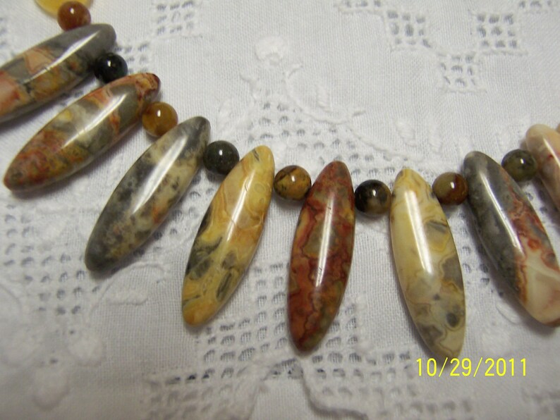 Crazy Lace Agate, Aventurine and Flower Agate Necklace and Earrings Set ...