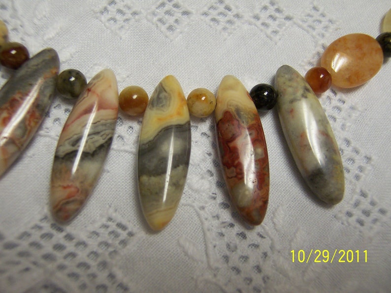 Crazy Lace Agate, Aventurine and Flower Agate Necklace and Earrings Set ...