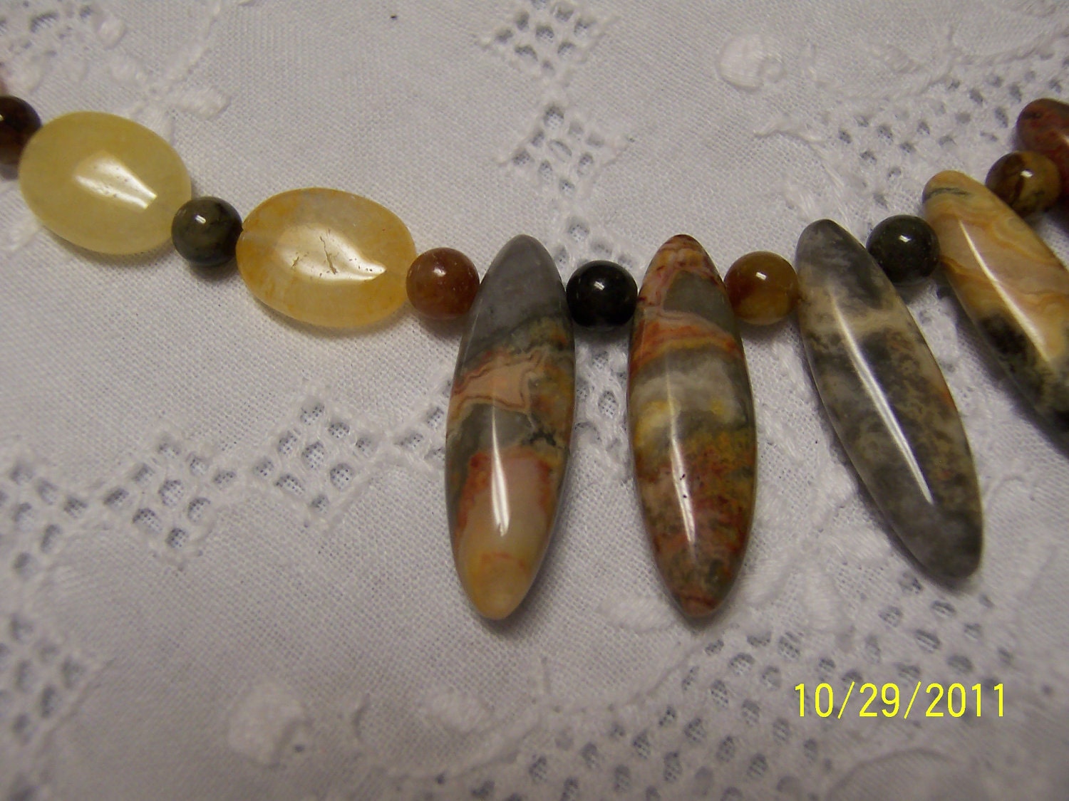 Crazy Lace Agate, Aventurine and Flower Agate Necklace and Earrings Set ...