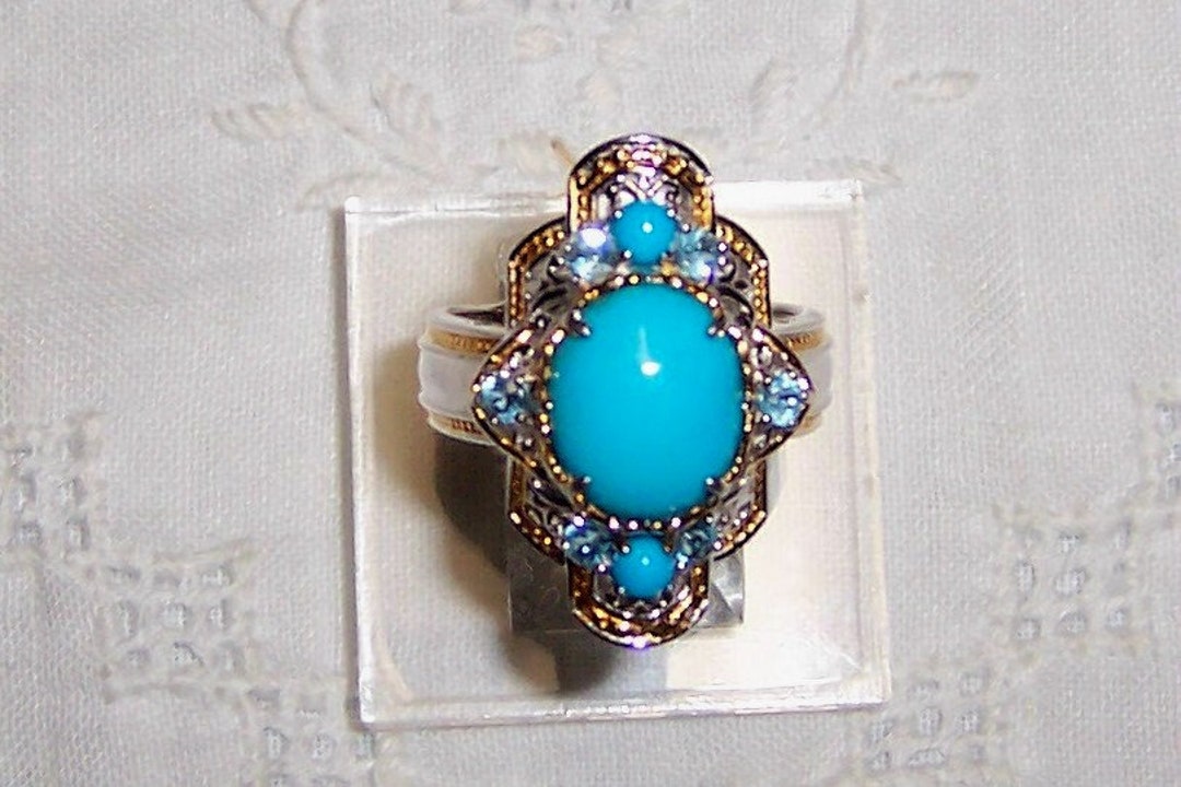 Vintage Michael Valitutti Sleeping Beauty Turquoise Ring, Size 8.5 ...