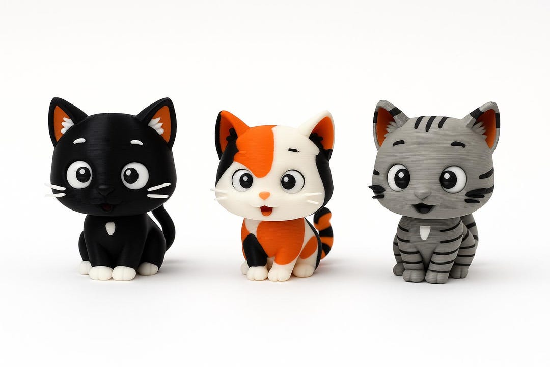 Chibi Cat Keychain – 3D Printed Kawaii Kitty Charm - Etsy