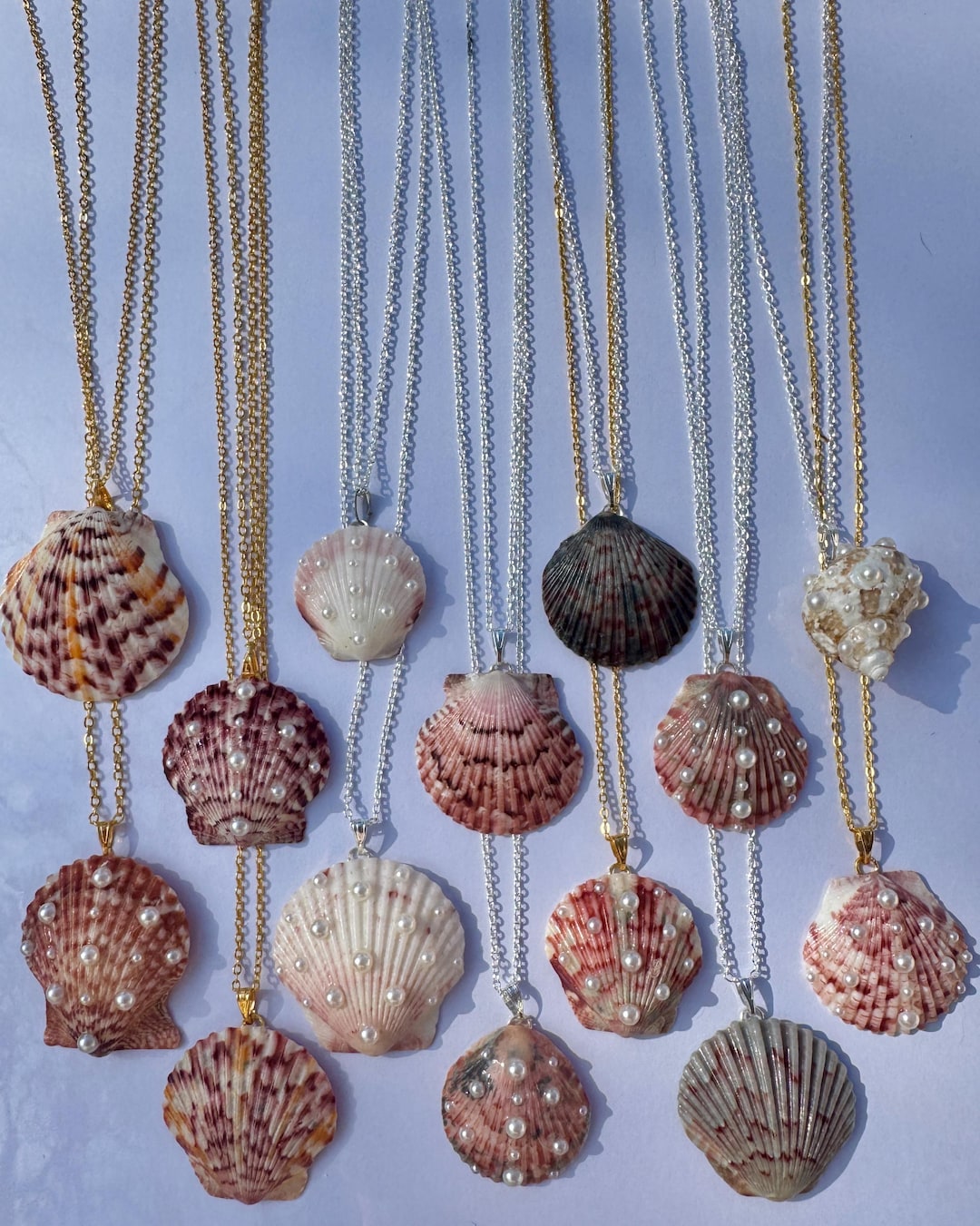 Seashell Pendant Necklace, Real Shell Embellished Necklaces, Ocean ...