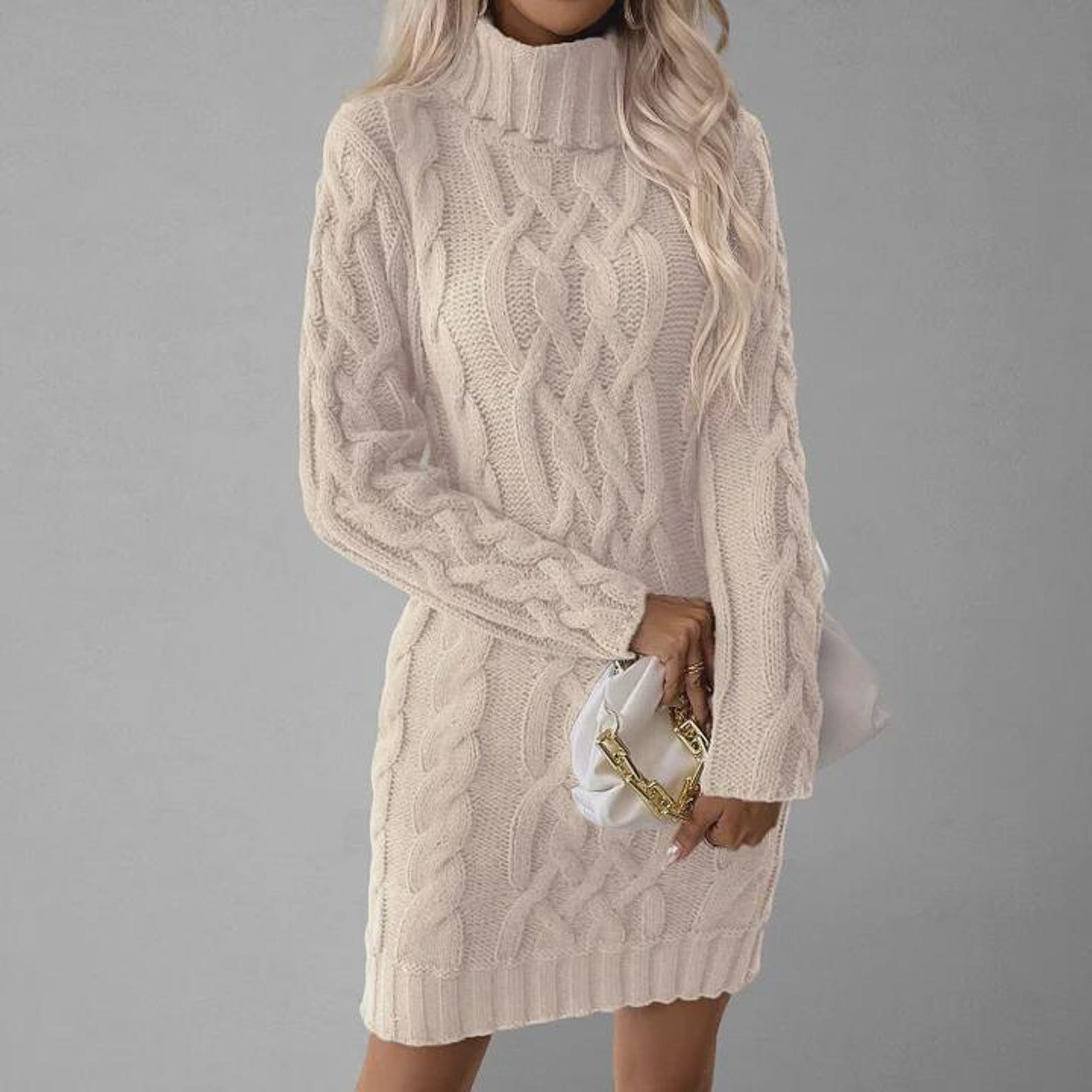 Sweater Dress, Knit Dress, Women's Sweater Knit Dress Beige - Etsy
