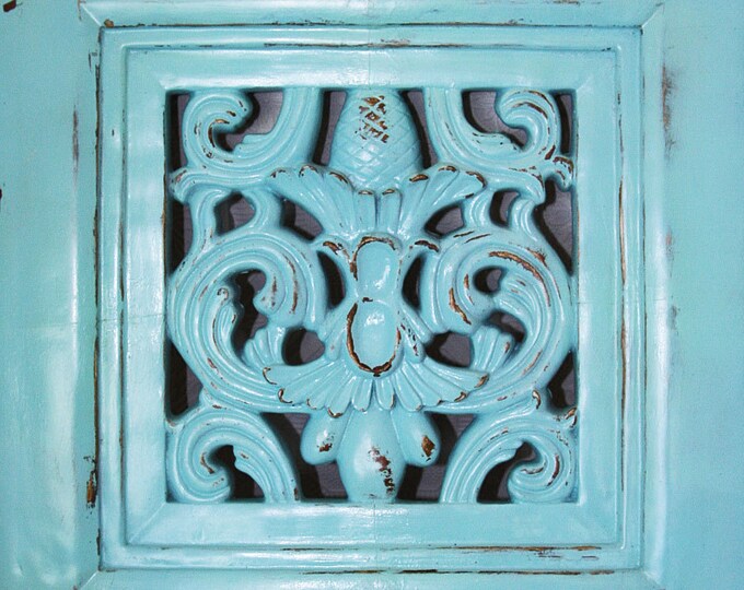 Vintage Scroll Design Turquoise Blue Wall Plaque - Etsy