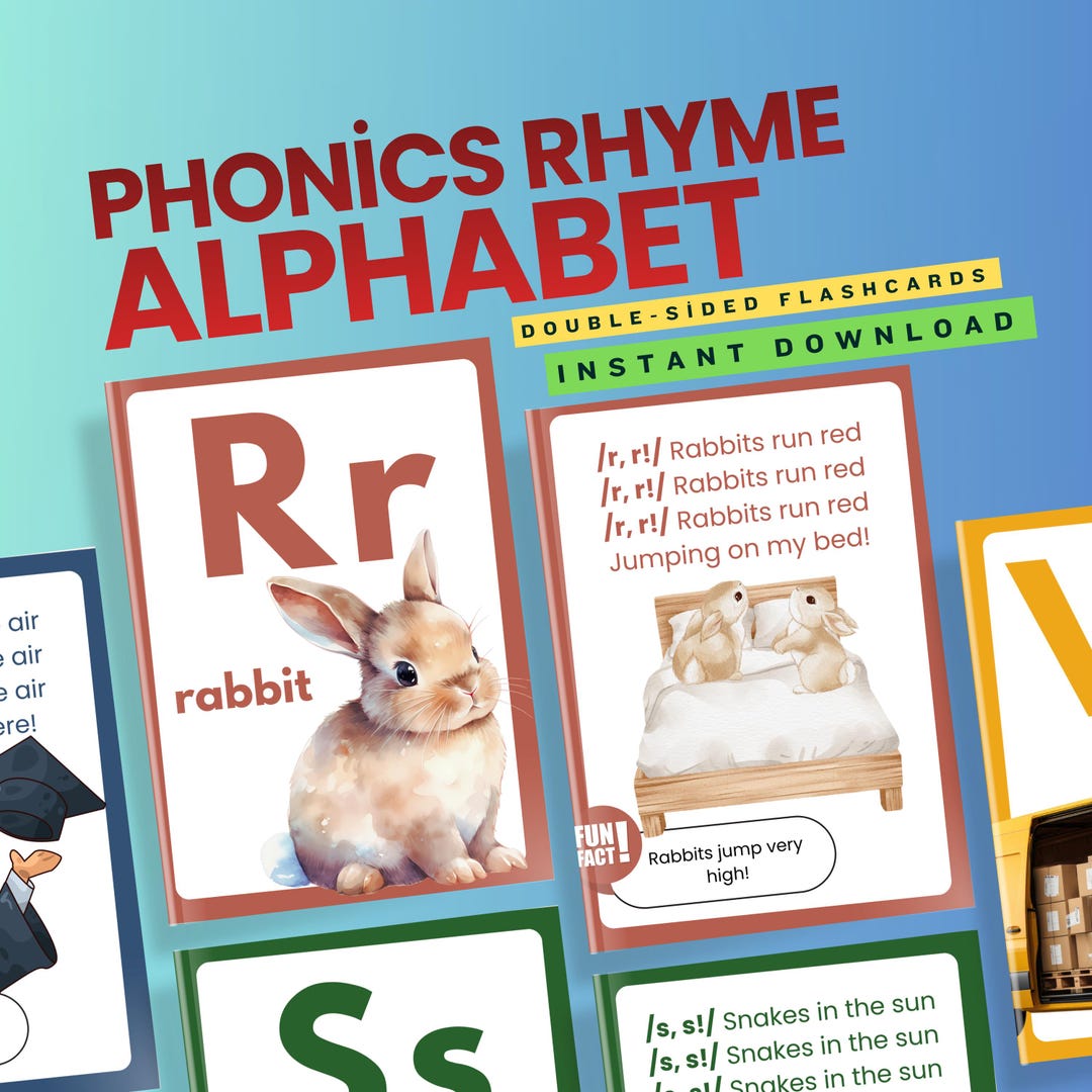 Phonics Alphabet Flashcards A-Z for Kids: Toddler ABC Printable Flash ...
