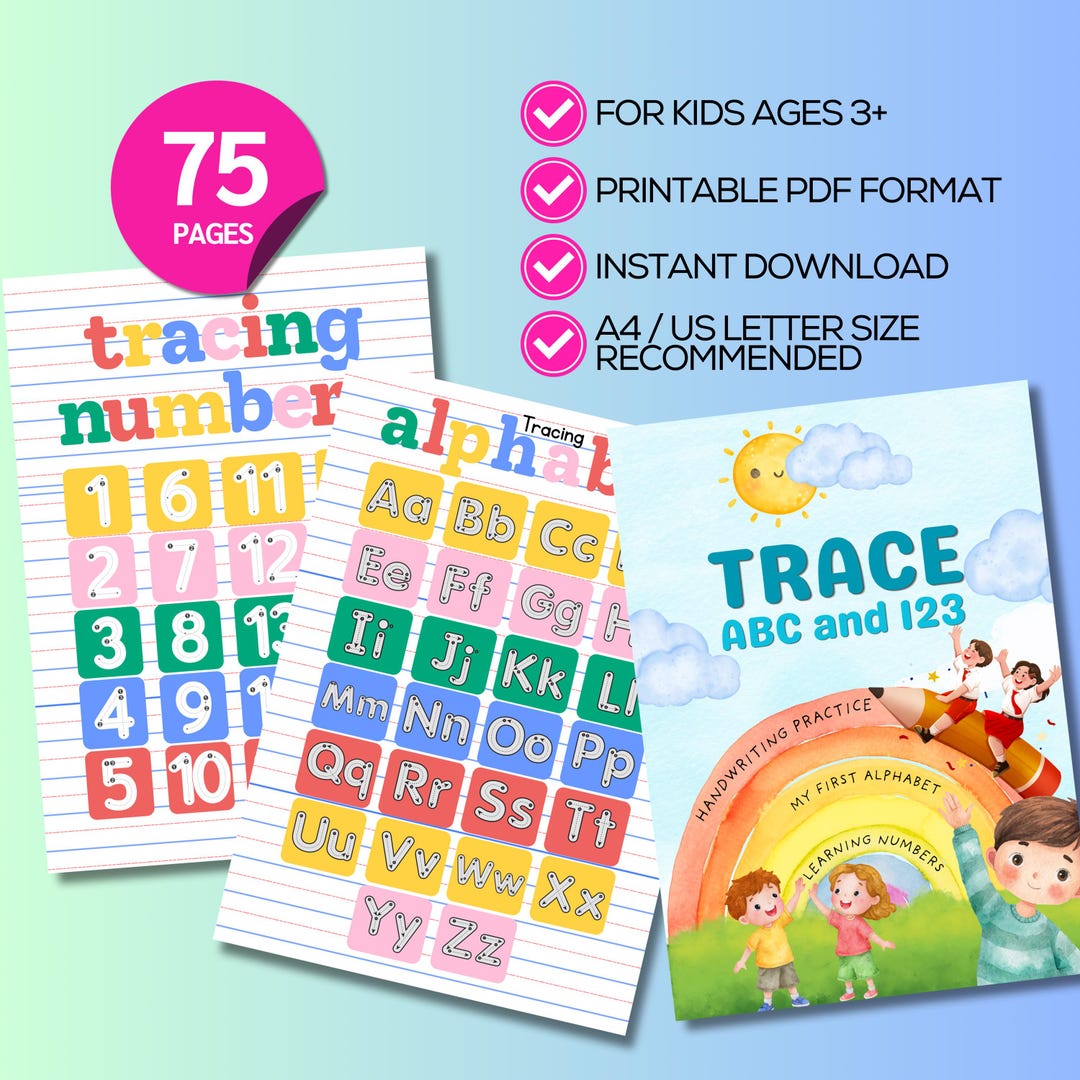 Alphabet and Number Tracing Workbook for Kids, Handwriting Practice ...