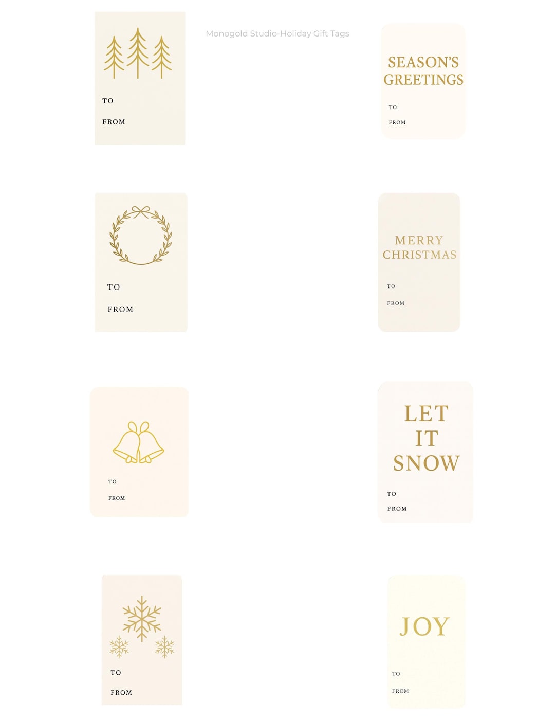 Printable Holiday Gift Tags | Minimalist Gold Christmas Tags | Digital ...