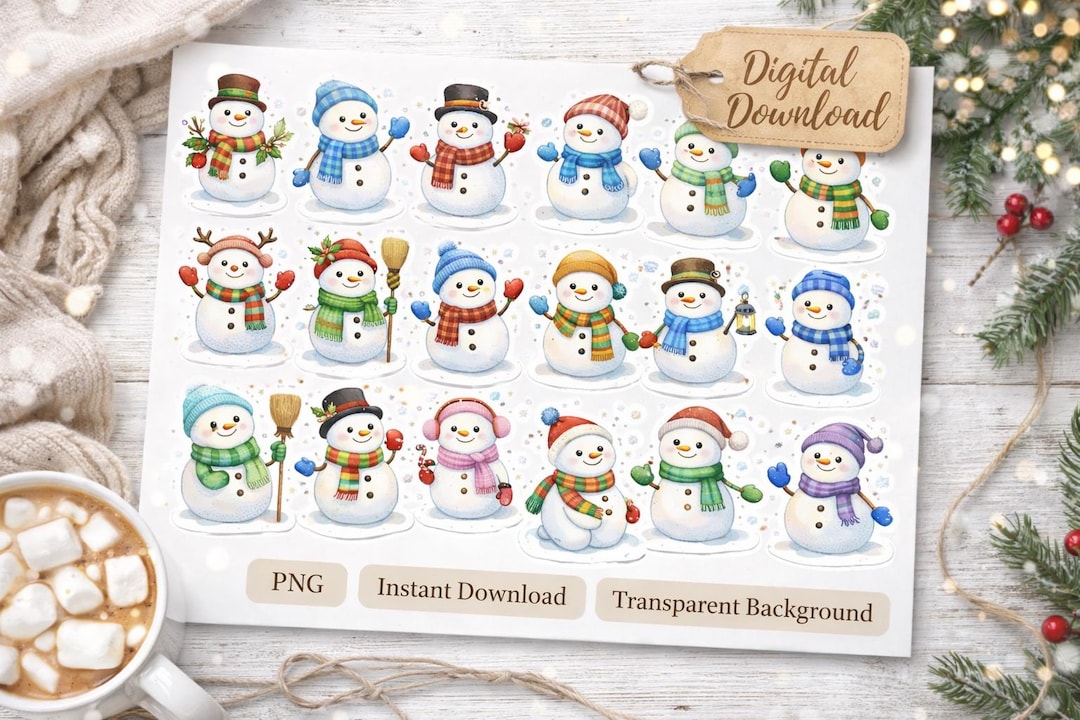 Snowman Winter Stickers | Holiday Planner Decorations (digital Download ...