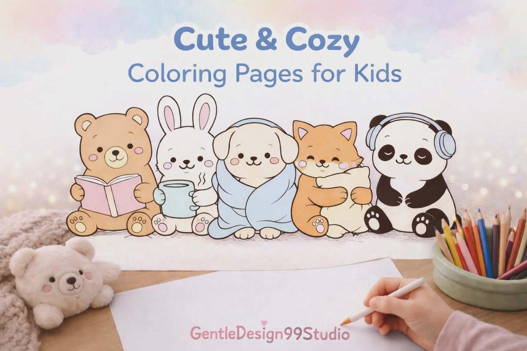 Cozy Friends Cute Animal Coloring Pages for Kids | Easy Animal Coloring ...