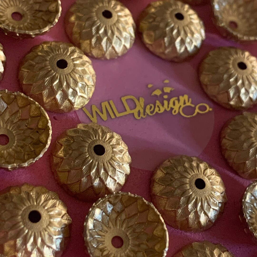 Acorn Bead Caps Textured Bead Cap 5pc 100% Solid Brass Vintage Style ...