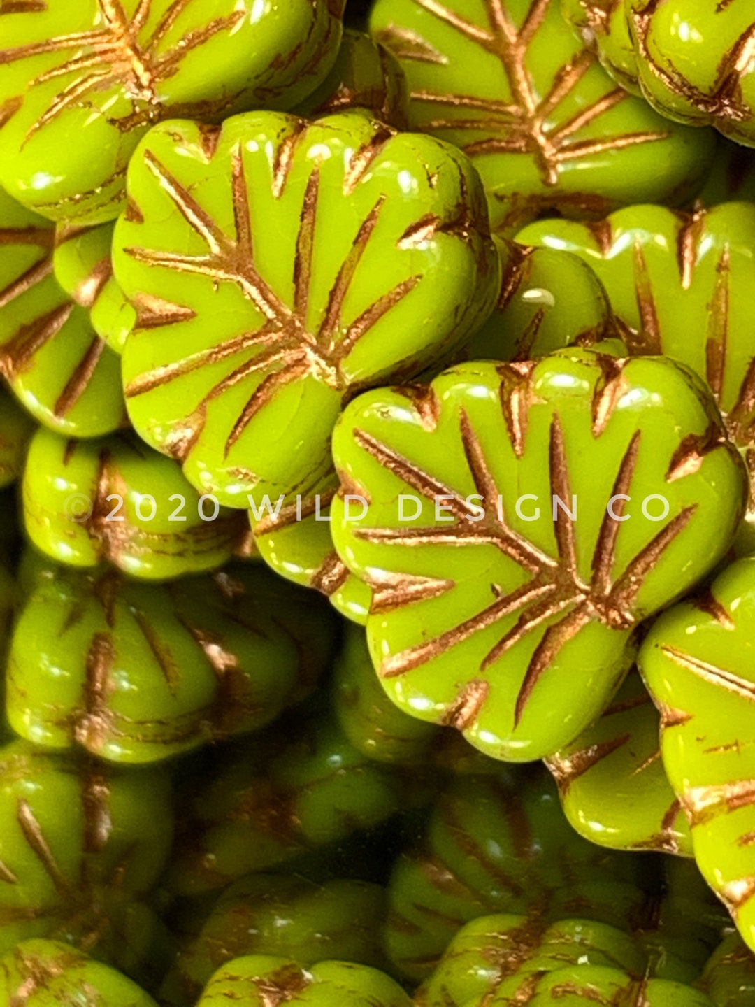 Green Leaf Beads 20pc Czech Glass Maple Leaf Beads Berry Leaf Beads ...