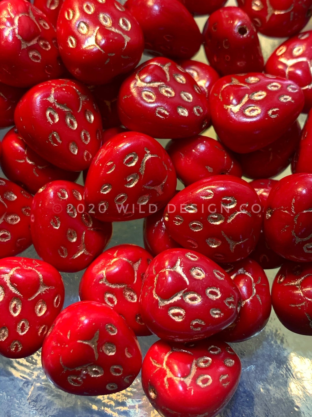 Strawberry Beads Czech Glass Strawberry Beads, 6pc, Large Red Czech ...
