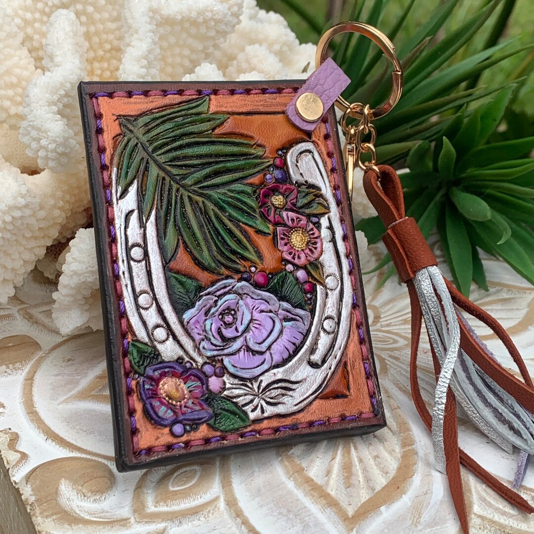 Leather Card Wallet • Tooled Leather • Minimalist Wallet • Mini Wallet ...