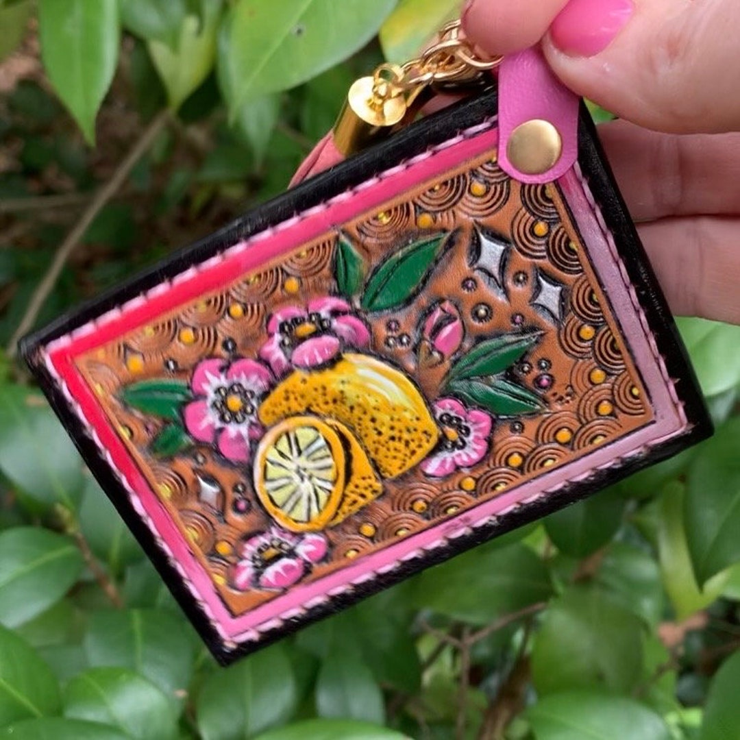Lemon Wallet • Tooled Leather Wallet • Minimalist Wallet • Mini Wallet ...