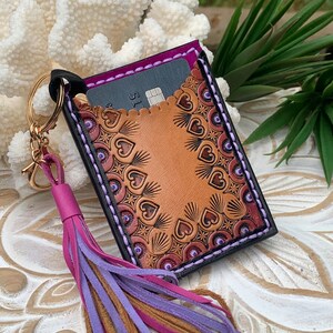 Luna Moth Wallet Tooled Leather Card Wallet Leather Minimalist Wallet ...