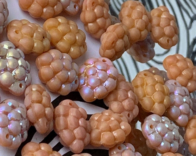 Pink Berry Beads Czech Glass Raspberry Beads, 10PC, Pink Czech Berry ...