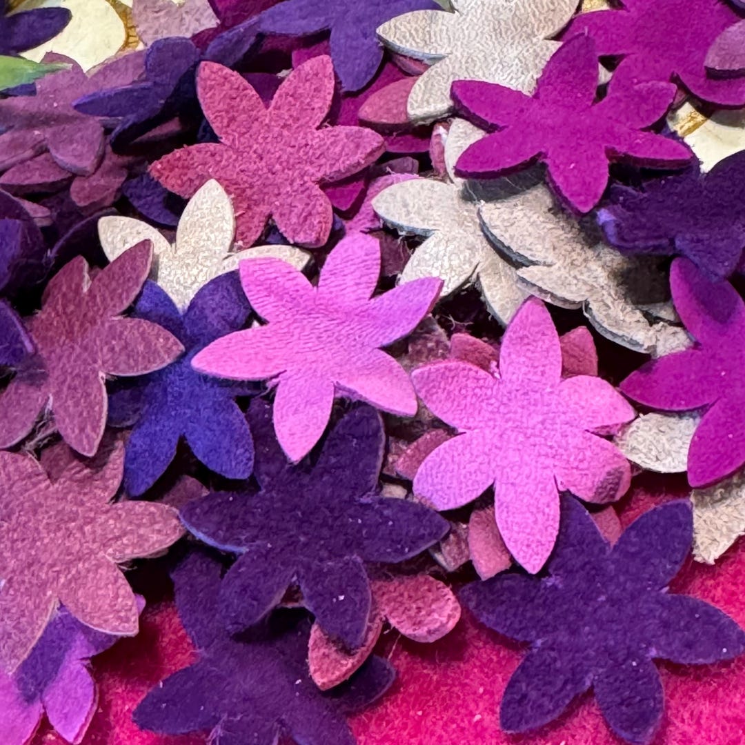 Purple Leather Flowers • Flower Appliqués • Leather Flower Cut Outs ...
