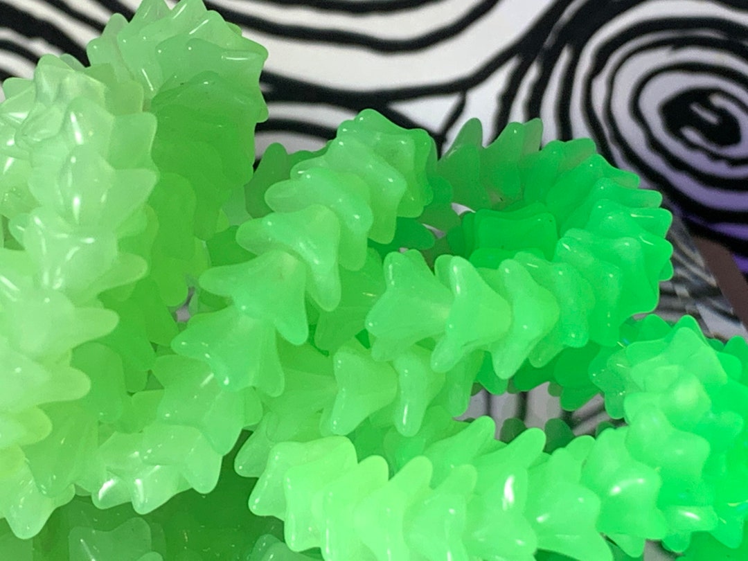 Uranium Green Bell Flower Beads Czech Glass Flower Cap Beads 25PC 5 ...
