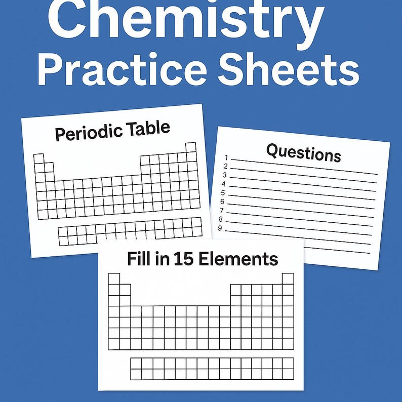 Chemistry Worksheet Pack | Blank Periodic Table + Practice Questions ...