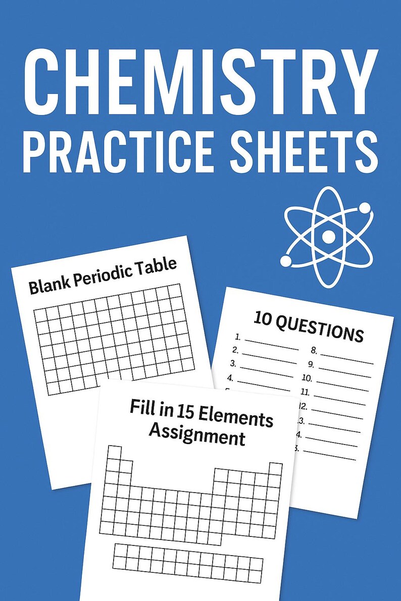 Chemistry Worksheet Pack | Blank Periodic Table + Practice Questions ...