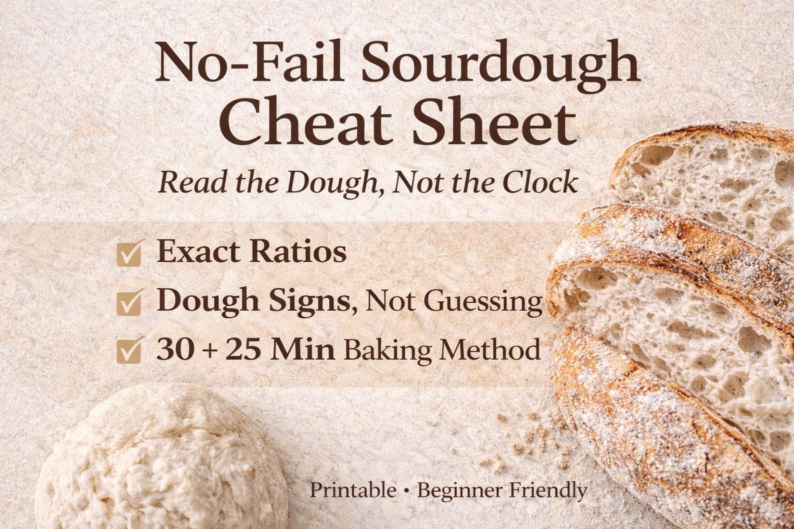 No-fail Sourdough Cheat Sheet | Printable Sourdough Guide for Beginners ...