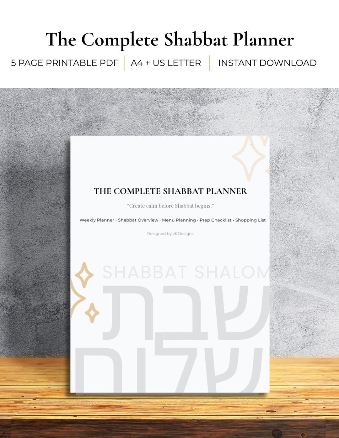 Complete Shabbat Planner Printable Bundle | Weekly Planner, Menu Plan ...